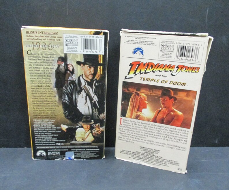 Vintage Indiana Jones VHS Tapes Set of Two Indiana Jones - Etsy