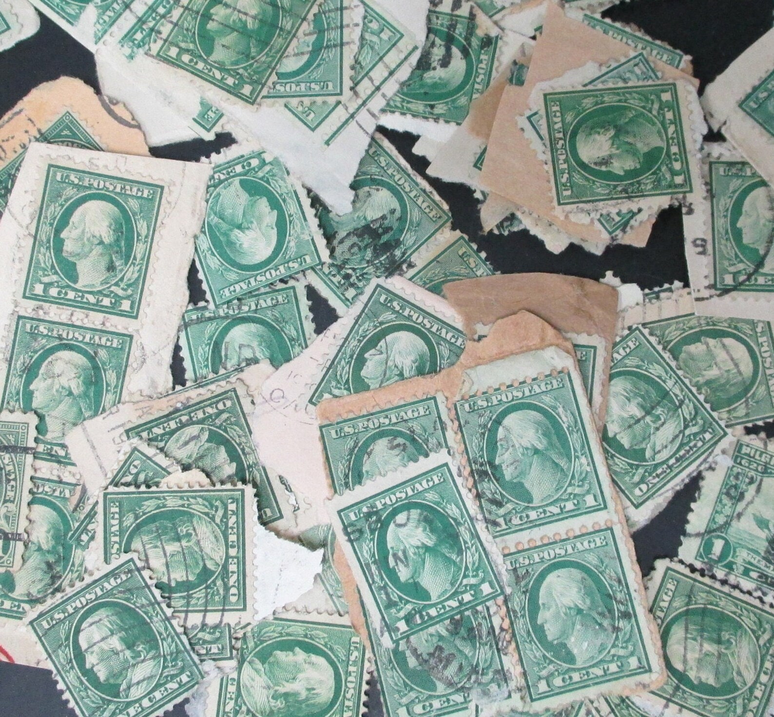 101 Vintage Stamps, United States Postage Stamp Collection, Green ...