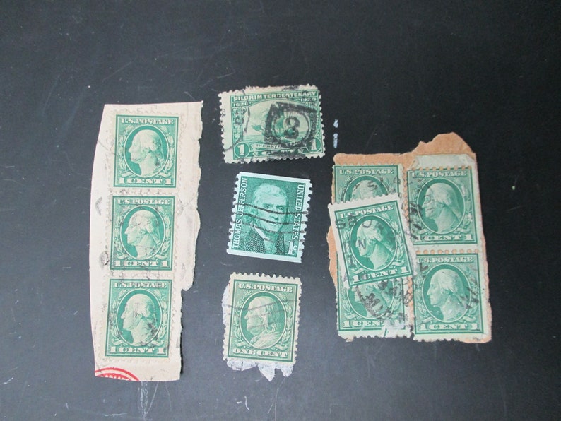 101 Vintage Stamps, United States Postage Stamp Collection, Green ...