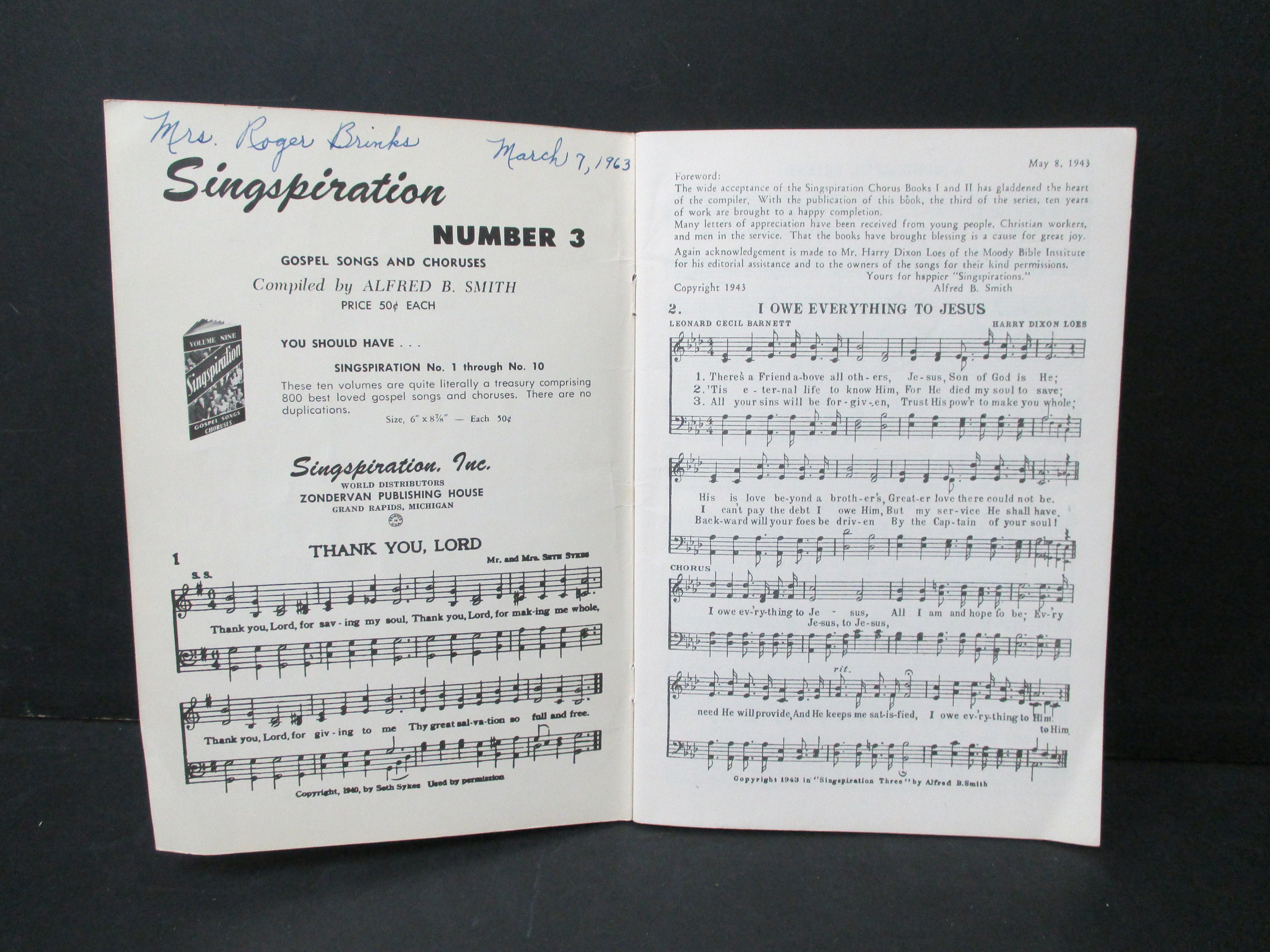 Singspiration Volume Three Gospel Songs and Choruses Compiled by Alfred ...
