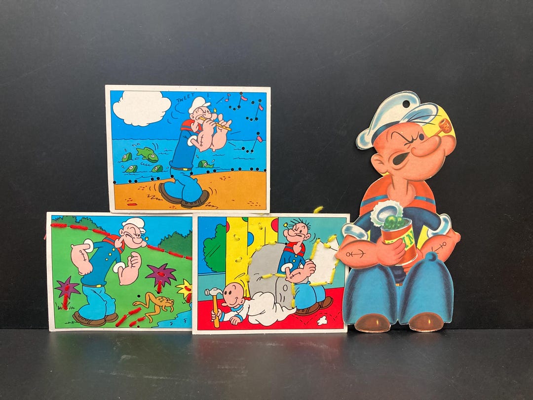 Vintage Popeye Button Sew-on Cards (missing Buttons), Secondmousefinds ...