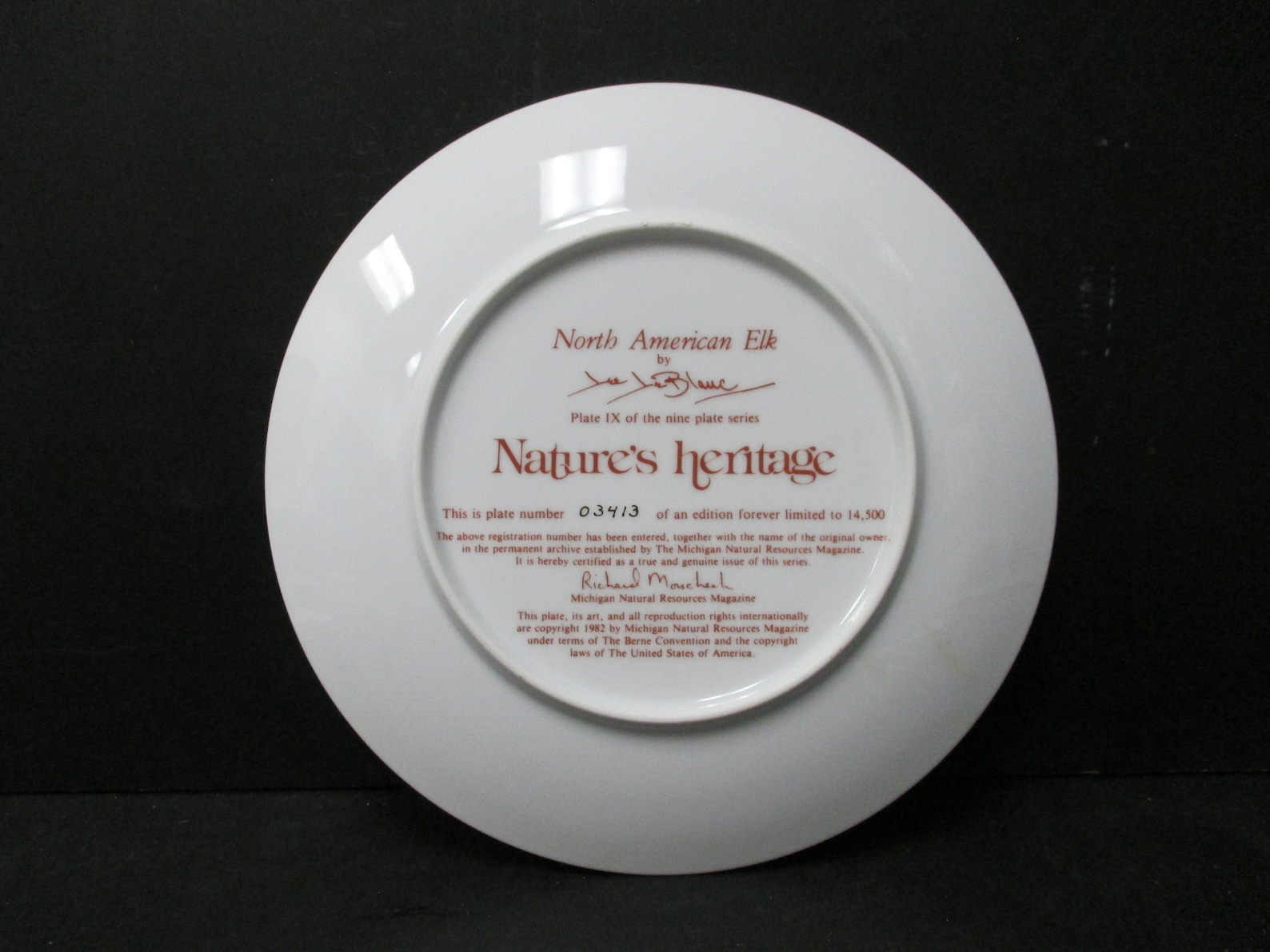 Vintage Decorative Northern American Elk Plate, Nature's Heritage ...