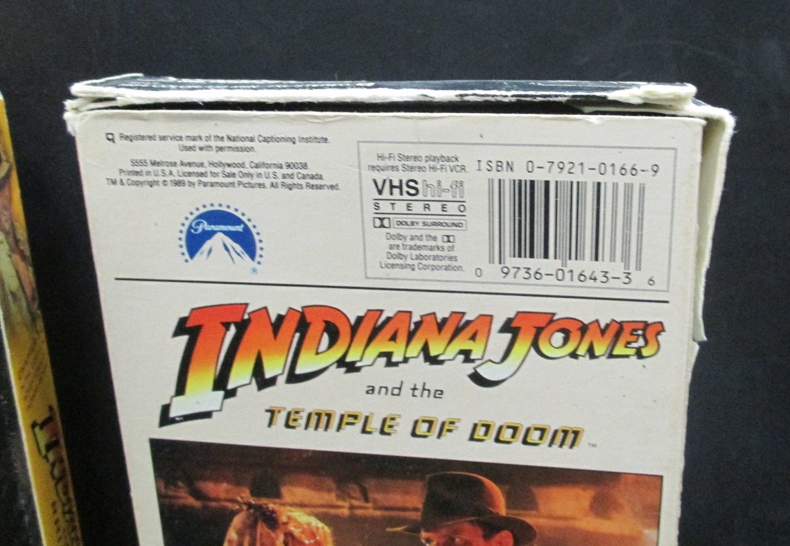 Vintage Indiana Jones VHS Tapes Set of Two Indiana Jones - Etsy