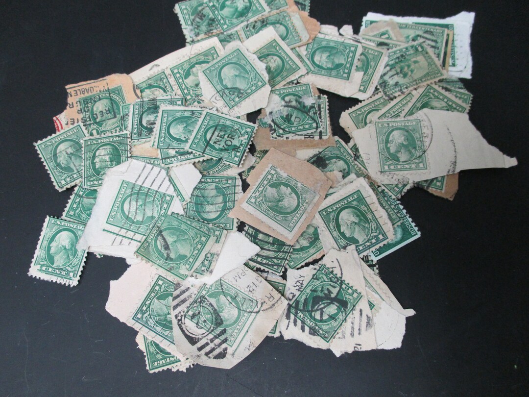 101 Vintage Stamps, United States Postage Stamp Collection, Green ...