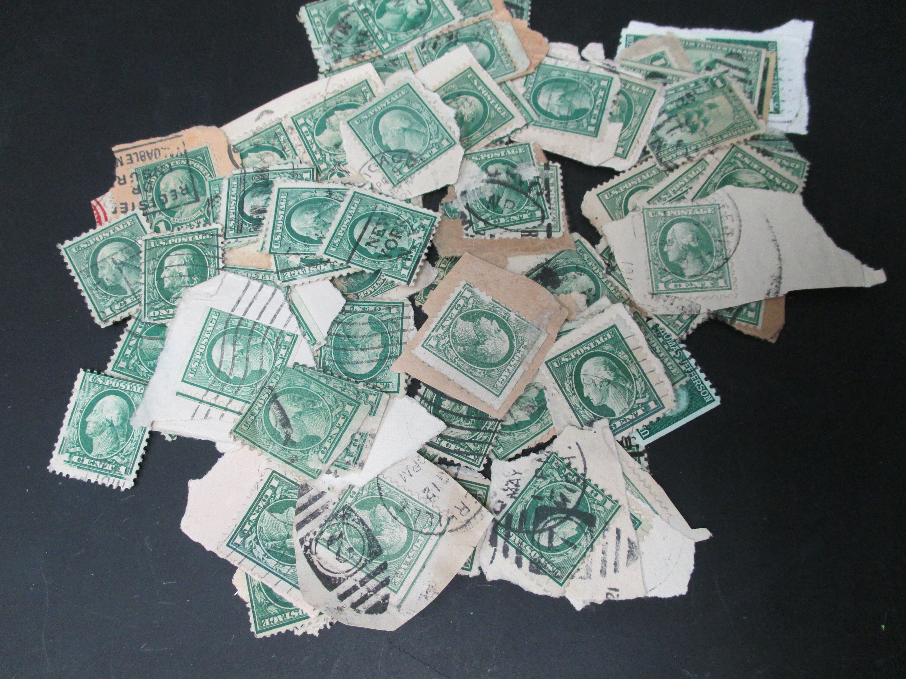 101 Vintage Stamps, United States Postage Stamp Collection, Green ...