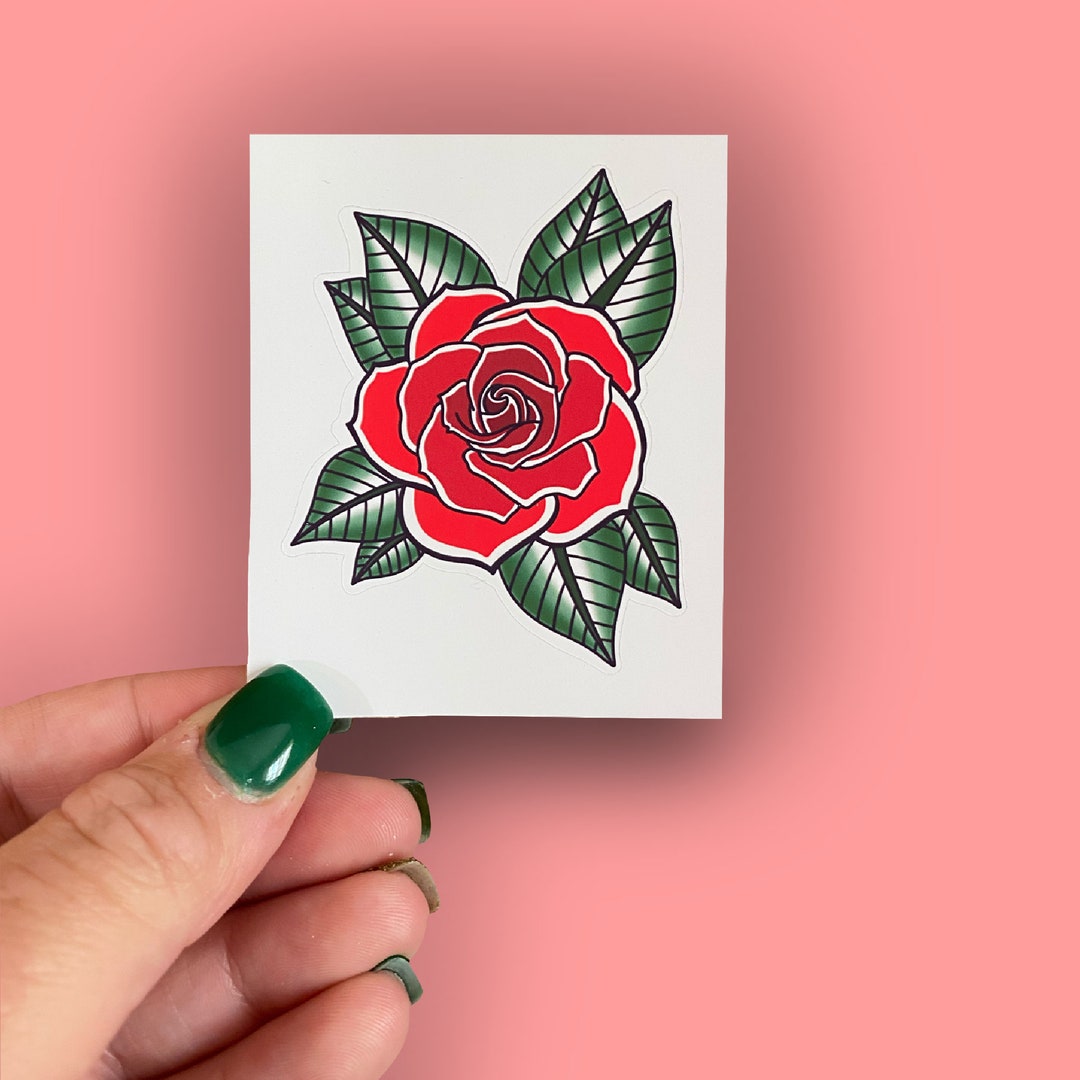 Traditional Rose Tattoo Sticker - Etsy