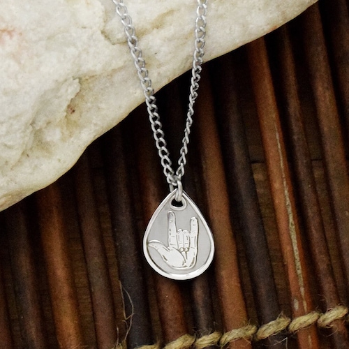 14k Solid Gold ASL Sign Language Necklace I Love You ASL - Etsy