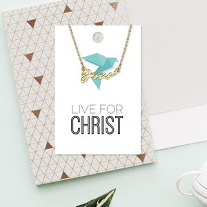 Jesus Script Necklace Live for Christ Religious Jewelry Gold - Etsy