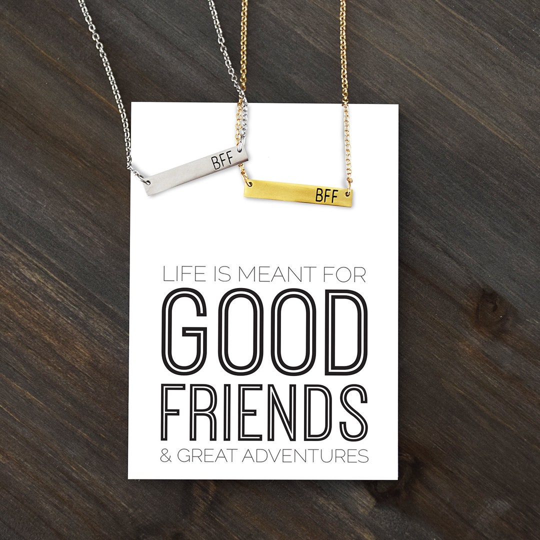 BFF Best Friend Gold and Silver Finish Bar Necklace Set on Bar - Etsy