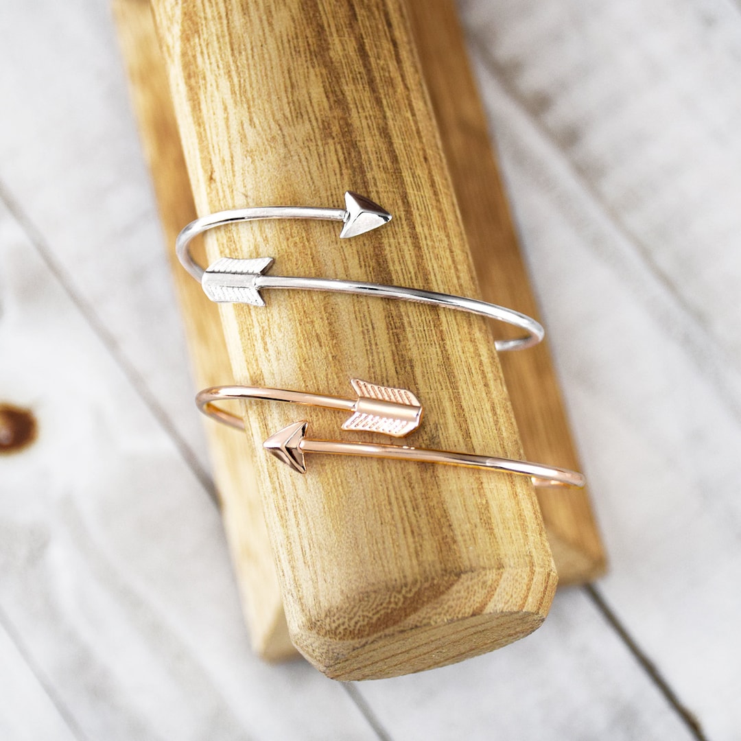 Arrow Bangle Bracelet Silver or Rose Gold Finish - Etsy
