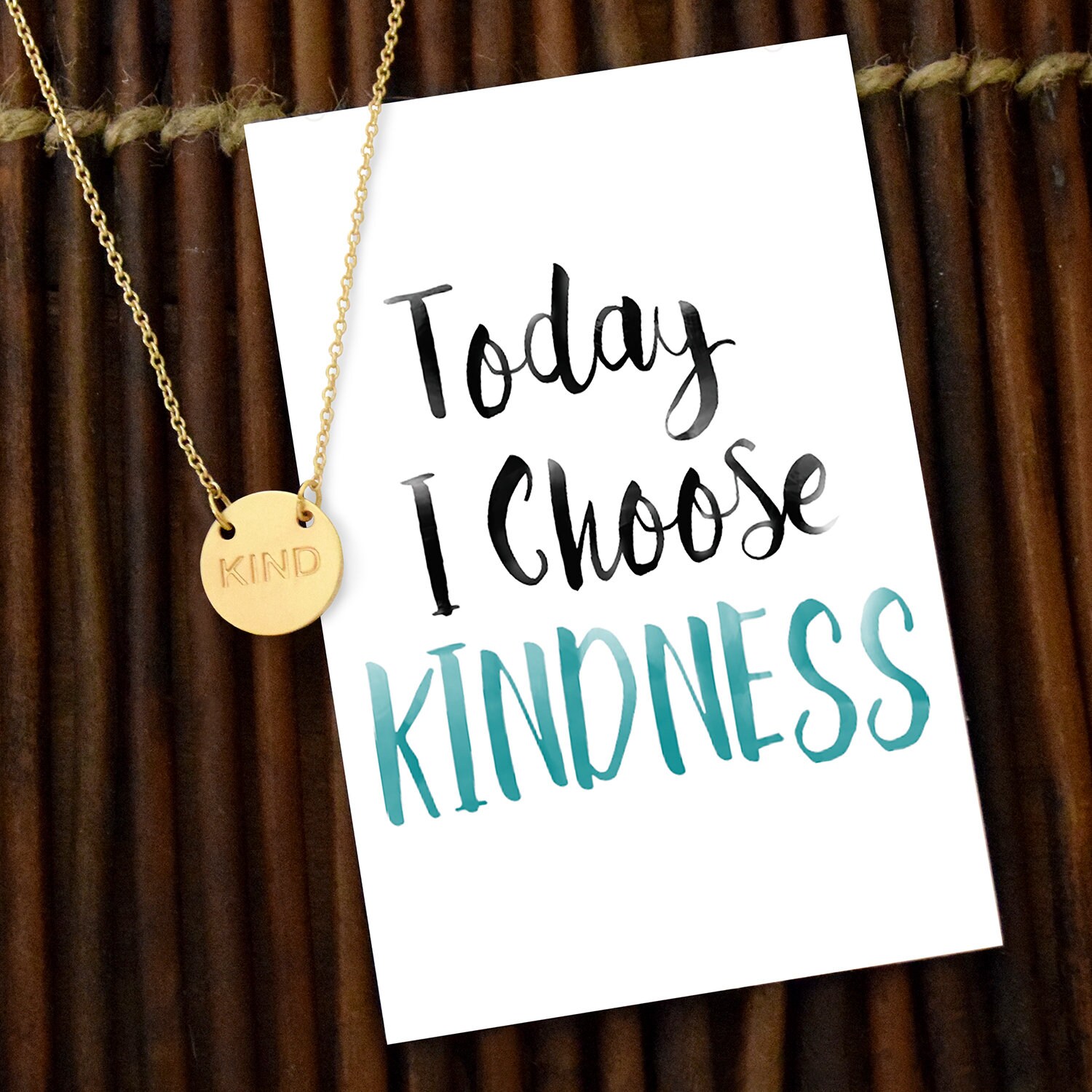 KIND Gold Disk Necklace Today I Choose Kindness | Etsy