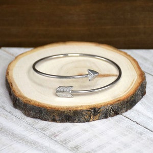 Arrow Bangle Bracelet Silver or Rose Gold Finish - Etsy