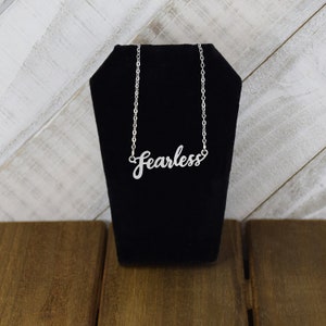FEARLESS Script Necklace Gold Dainty Self Worth - Etsy