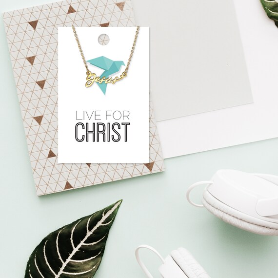 Jesus Script Necklace Live for Christ Religious Jewelry Gold | Etsy