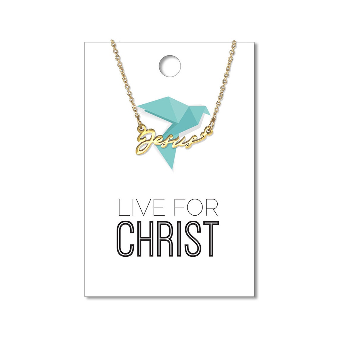 Jesus Script Necklace Live for Christ Religious Jewelry Gold - Etsy