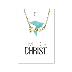 Jesus Script Necklace Live for Christ Religious Jewelry Gold | Etsy