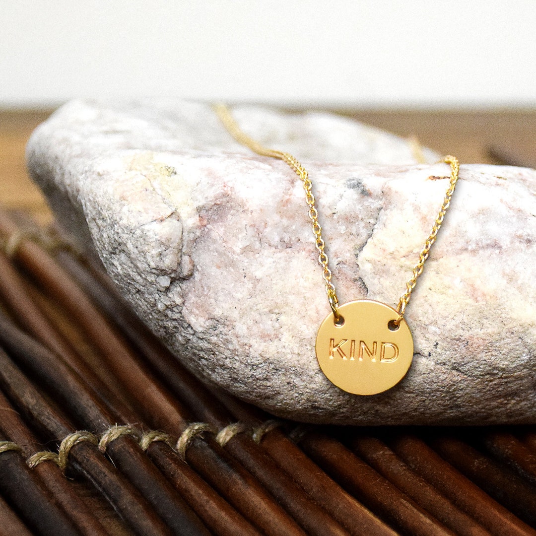 KIND Gold Disk Necklace - Today I Choose Kindness - Etsy