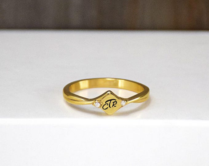 Vintage 14K Solid Yellow Gold CTR Shield Ring Large Size 9 1/4 FREE ...