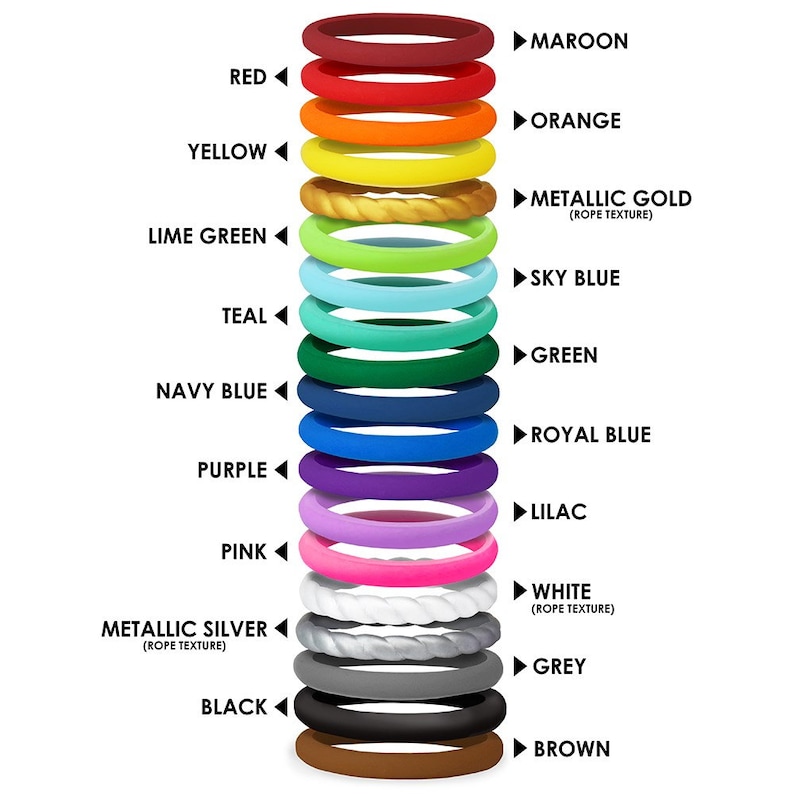 Stackable Silicone Rings Create Your Own Set and Color Scheme SIZE 10 ...