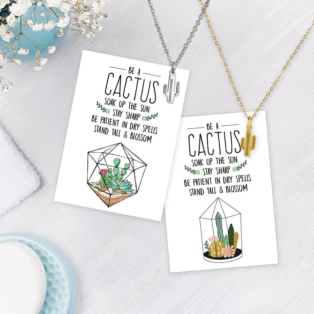 Dainty cactus Necklace silver or gold finish necklace | Etsy