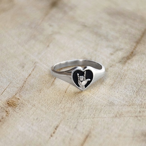 I Love You Sign Language ASL Ring Sterling Silver - Etsy