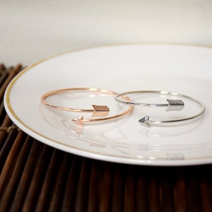 Arrow Bangle Bracelet Silver or Rose Gold Finish - Etsy