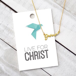 Jesus Script Necklace Live for Christ Religious Jewelry Gold Finish ...