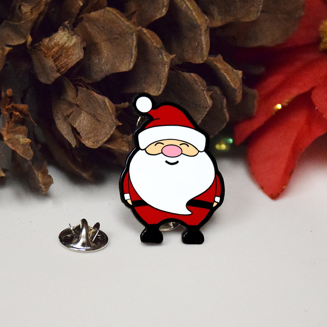 SANTA Enamel Pin - Jolly Old Saint Nick Christmas Enamel Pin Adorable ...