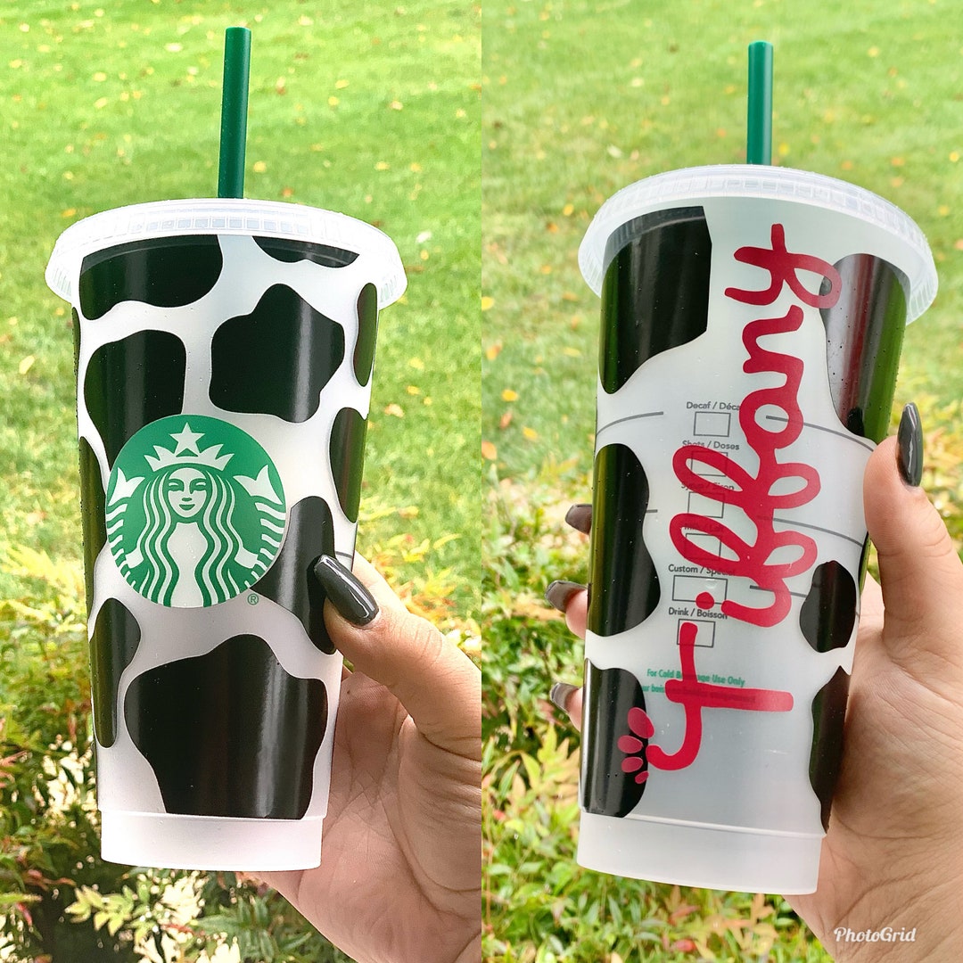 Custom Name Cow Print Starbucks Cold Cup - Etsy