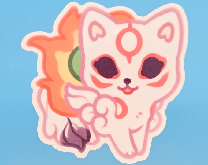 Okami Amaterasu Chibiterasu 3 Glossy Vinyl Sticker Waterproof ...