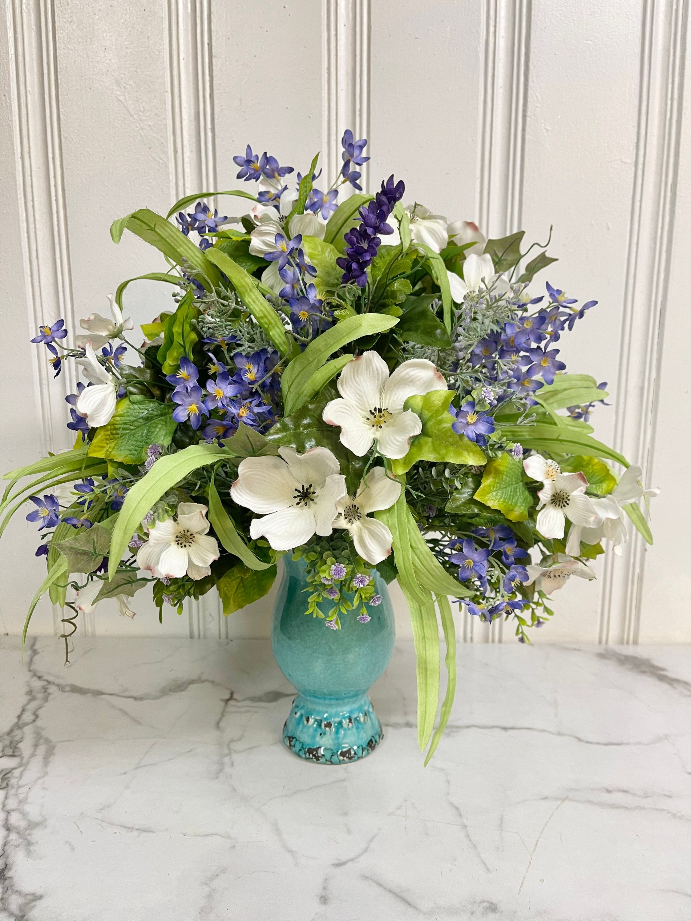 Home & Living Blue Hydrangeas Farmhouse Arrangement Large Floral ...