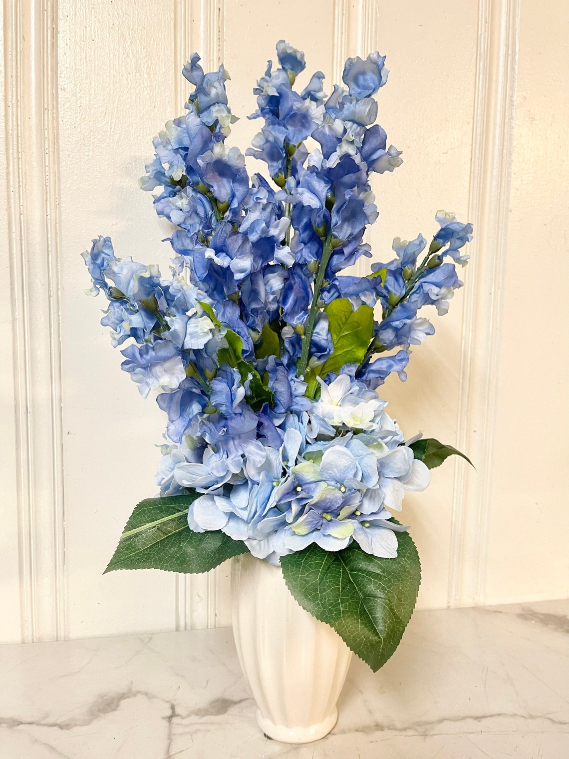 Blue Hydrangea Silk Floral Tall Centerpiece Arrangement - Etsy