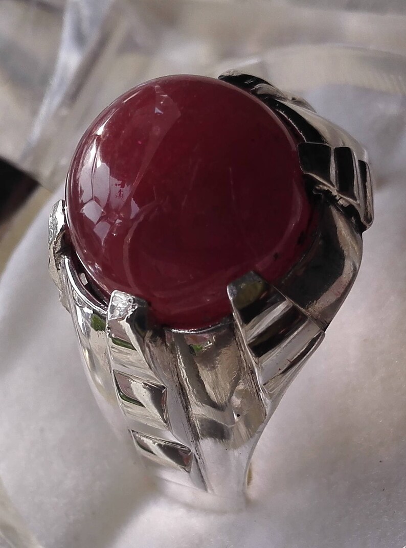 4 Ct Cabochon RUBY Mens Ring Real Afghani Ruby Ring 925 - Etsy
