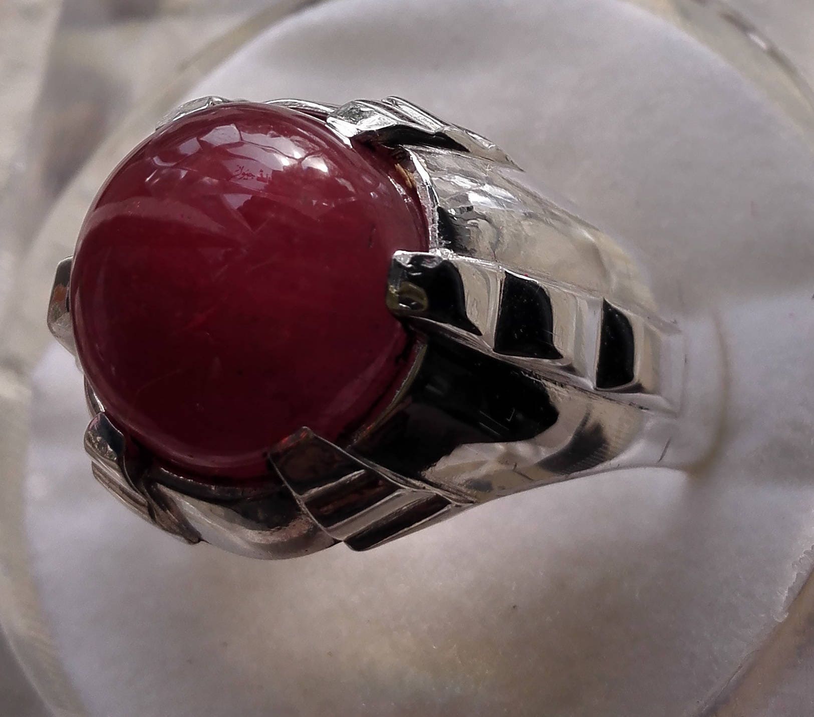 4 Ct Cabochon RUBY Mens Ring Real Afghani Ruby Ring 925 | Etsy
