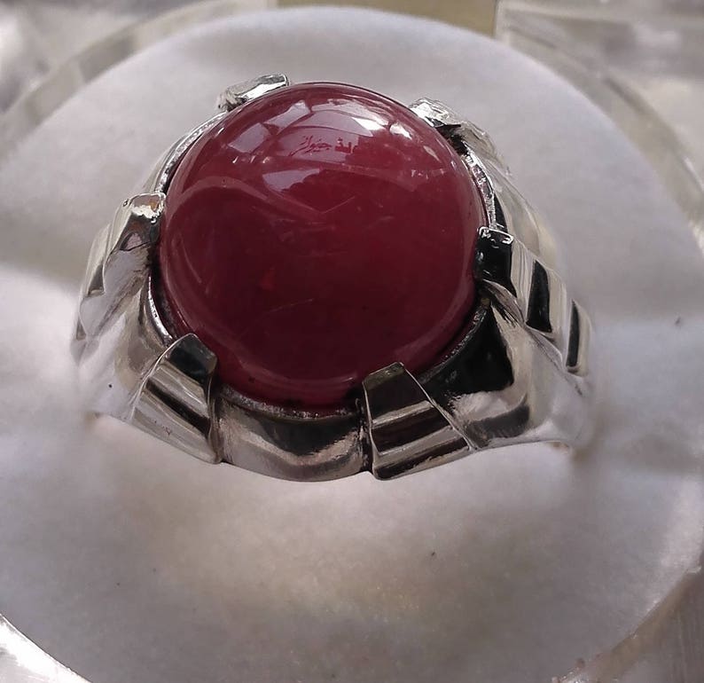 4 Ct Cabochon RUBY Mens Ring Real Afghani Ruby Ring 925 - Etsy