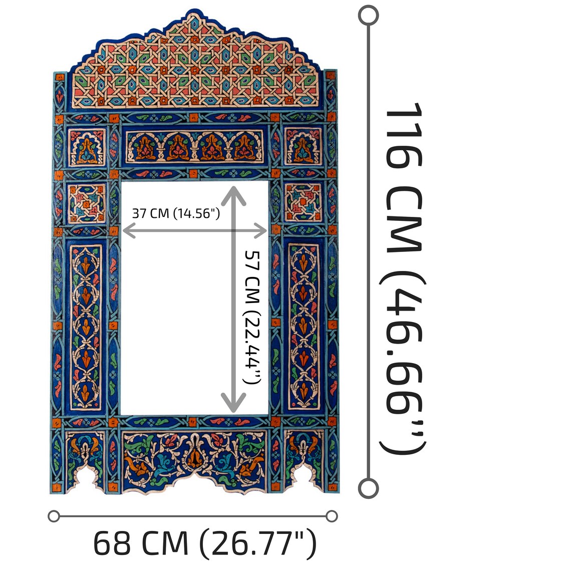 Blue Dark Hanging Mirror Frame Moroccan Farmhouse Decor of - Etsy