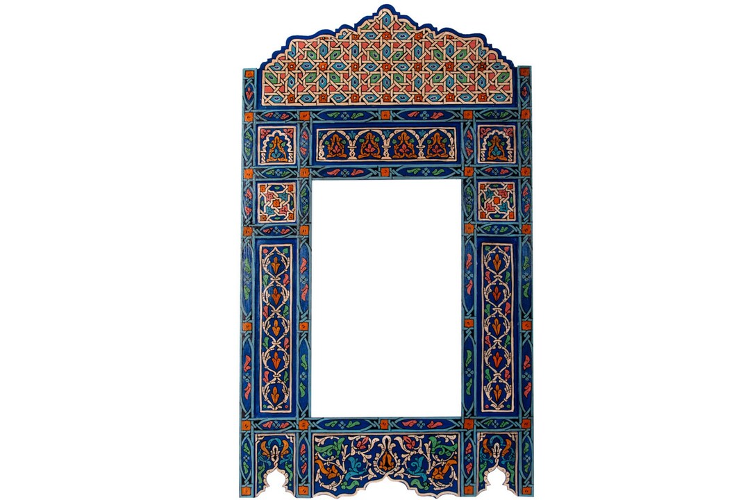 Blue Dark Hanging Mirror Frame Moroccan Farmhouse Decor of - Etsy