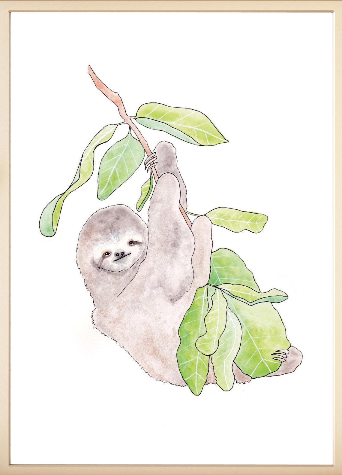 Watercolor Sloth Sloth Painting Animal Jungle Nursery - Etsy