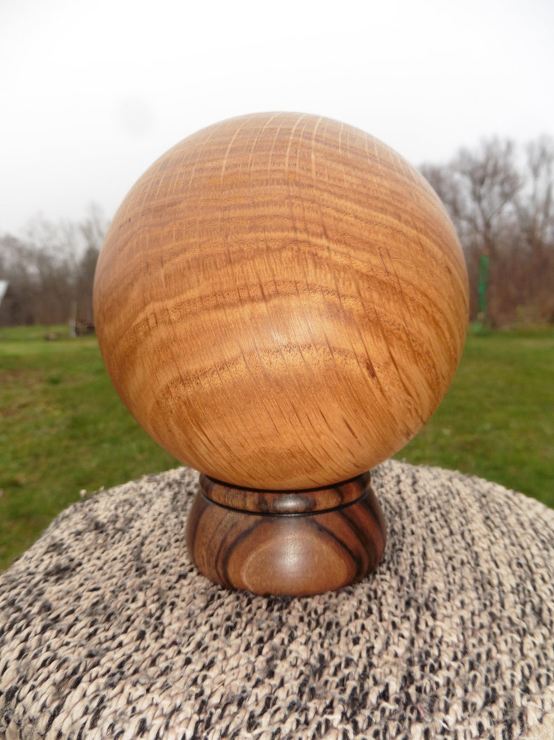 Wooden Sphere in Oak With Walnut Stand for Decoration - Etsy