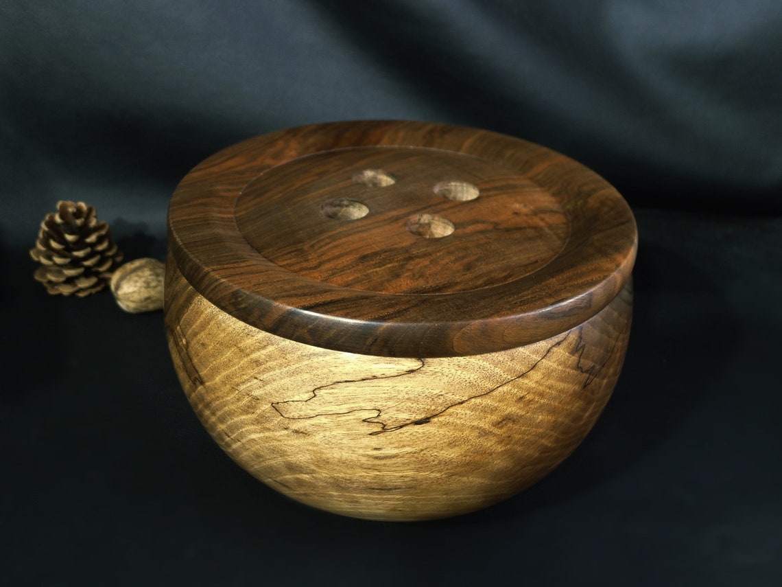 Yarn Bowl Wooden Box With Button Lid Wooden Button Box | Etsy