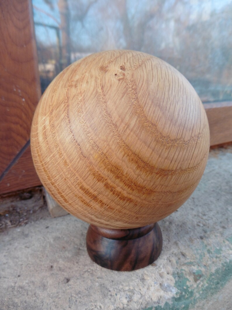 Wooden Sphere in Oak With Walnut Stand for Decoration - Etsy