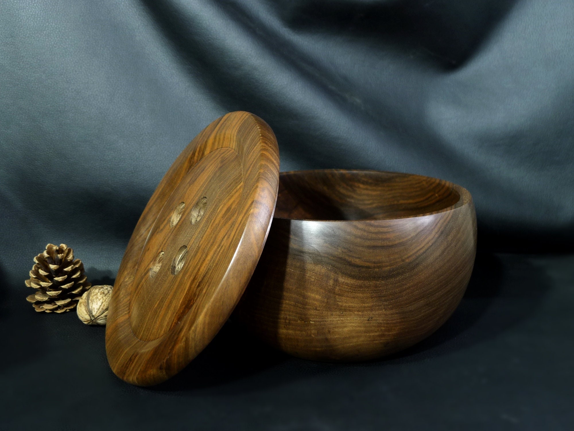 Yarn Bowl Wooden Box With Button Lid Wooden Button Box | Etsy