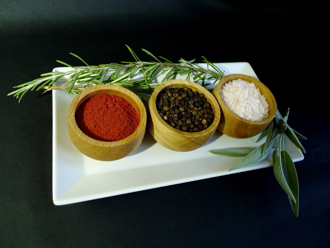 Wooden Spice Bowls Set. Spice Dish. Condiments Set. Pinch Pot. Spice ...