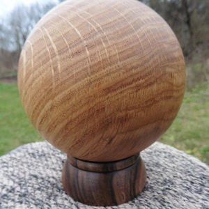 Wooden Sphere in Oak With Walnut Stand for Decoration, Curiousity ...