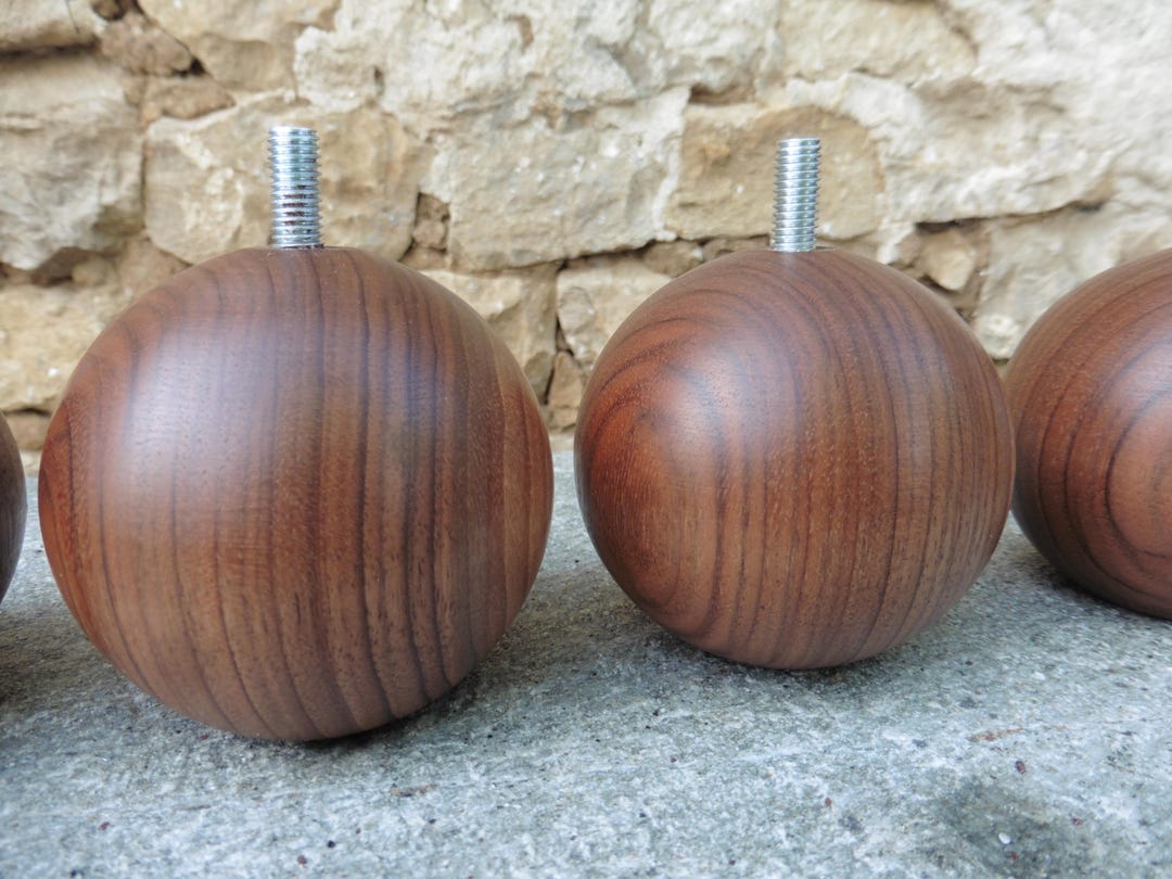 Walnut Sphere Furniture Legs, 78mm Round Feet (set of 4) - Etsy