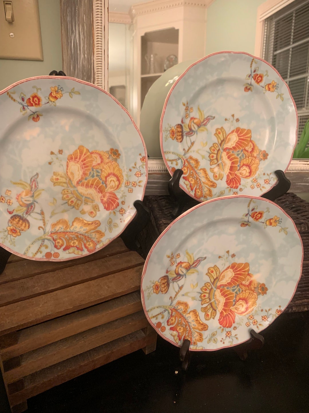 Set of Three Gabrielle Spring Blue Salad Plates by 222 Fifth (PTS) - Etsy