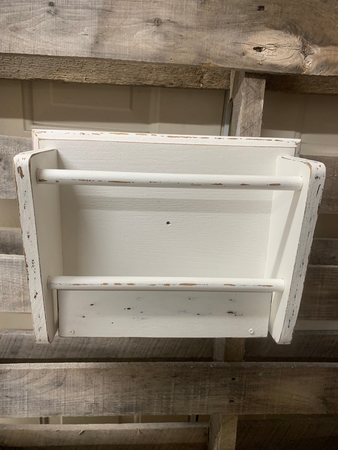 Rustic off White Wooden Mail / Letter Holder - Etsy