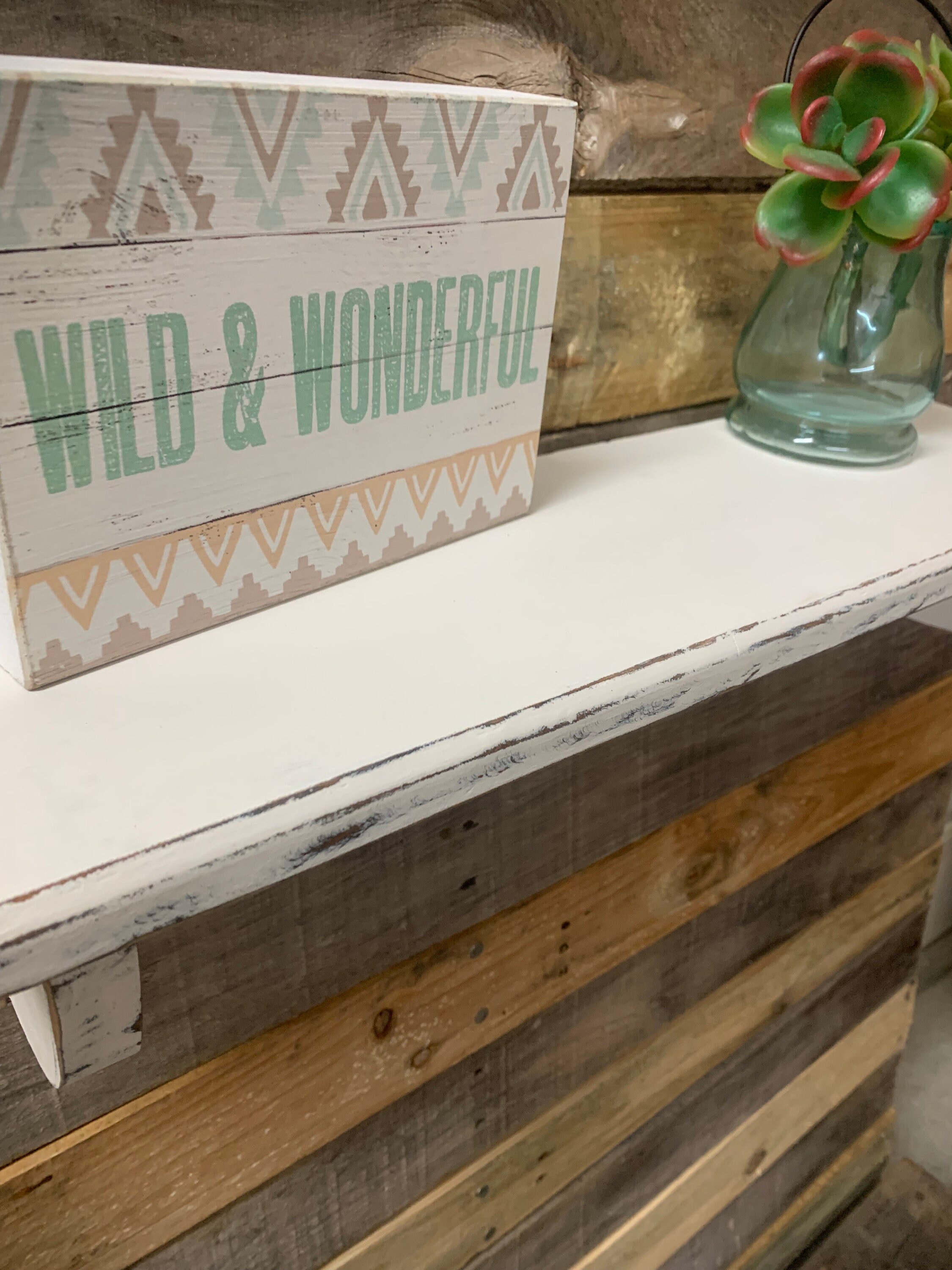 Rustic Wooden Wall Shelf With Hooks - Etsy