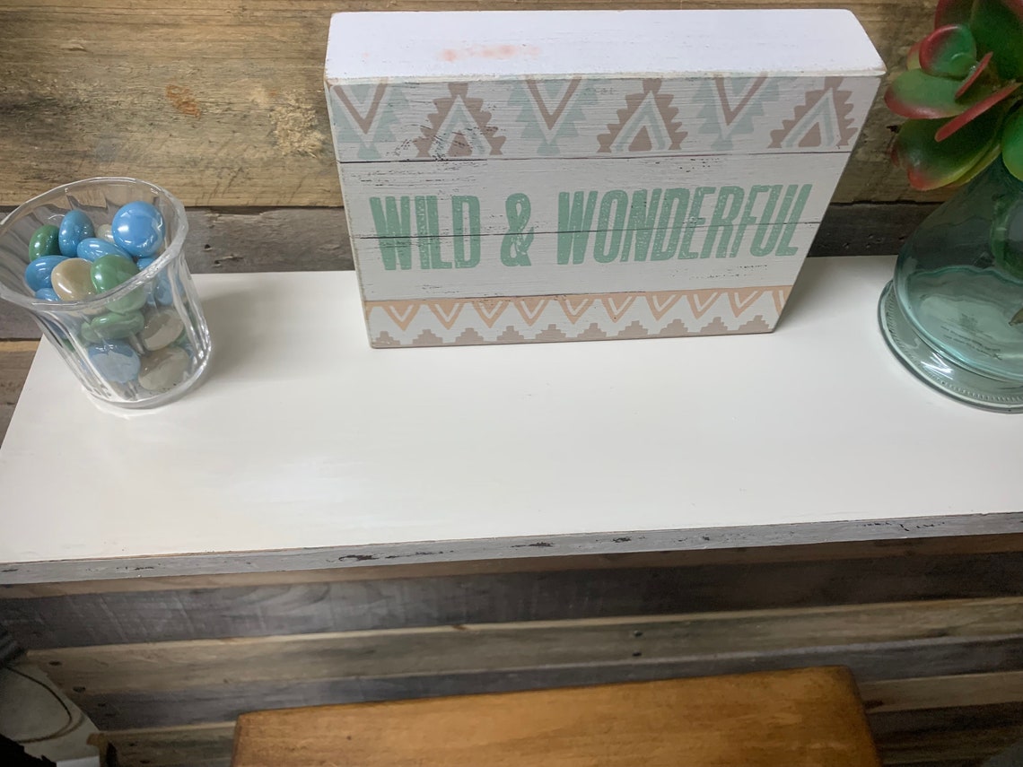 Rustic off White Wall Shelf With Hooks - Etsy