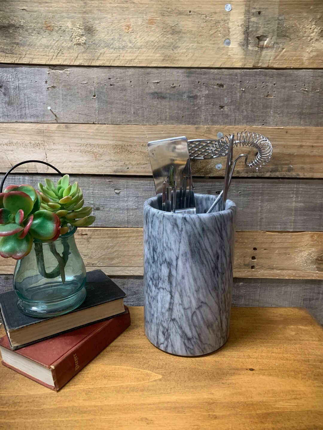 Gray Stone Utensil Crock - Etsy